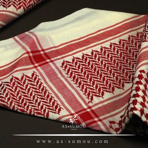 Very Rare Authentic Premium Red and Cream Saudi Shemagh Classic Scarf ...