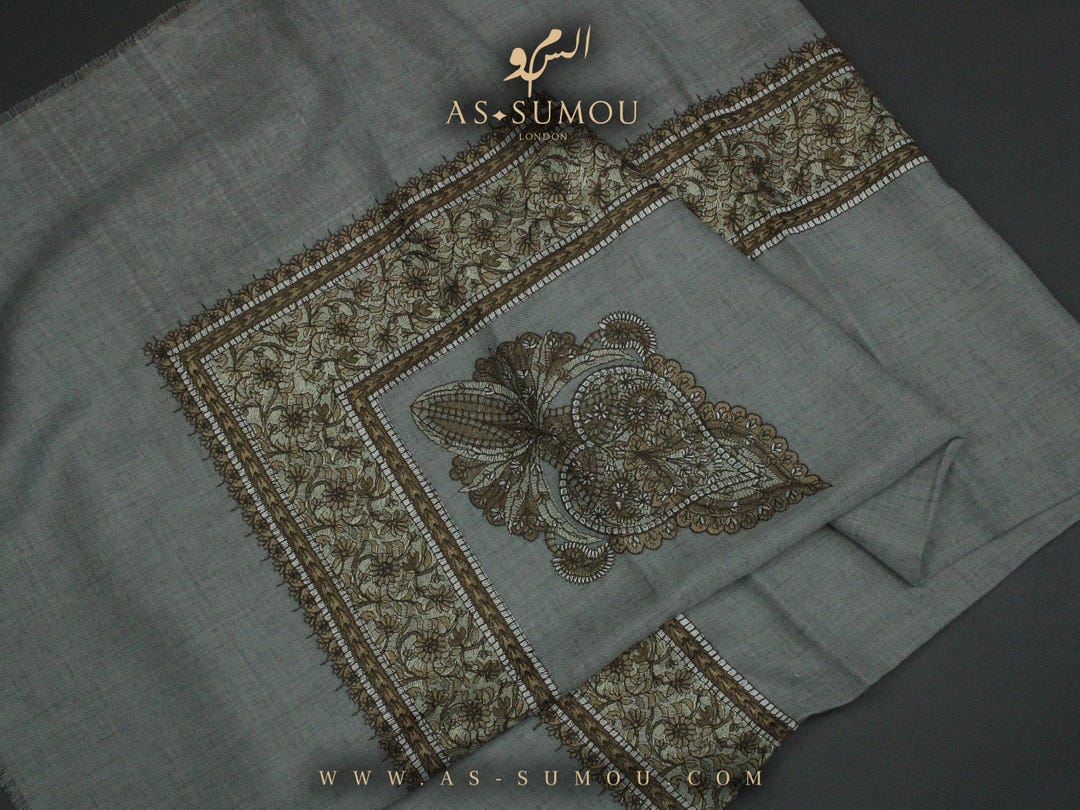 Traditional Grey Omani Massar Embroidered Scarf Amazing Keffiyeh Imamah Ghutra Arab Men Scarves ...