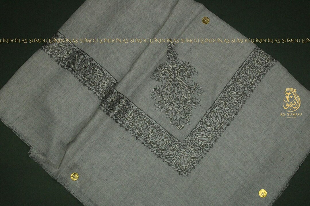 Grey Authentic Yemeni Shemagh Embroidered Scarf Amazing Keffiyeh Imama ...
