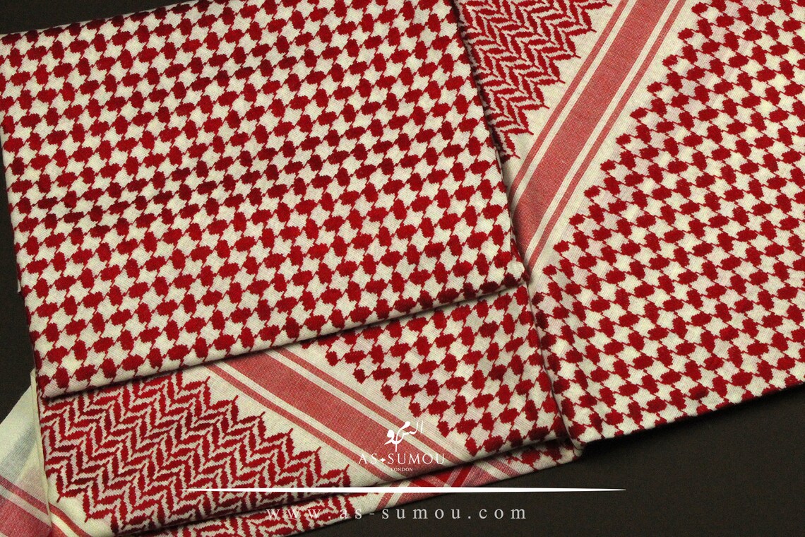 Very Rare Authentic Premium Red and Cream Saudi Shemagh Classic Scarf ...