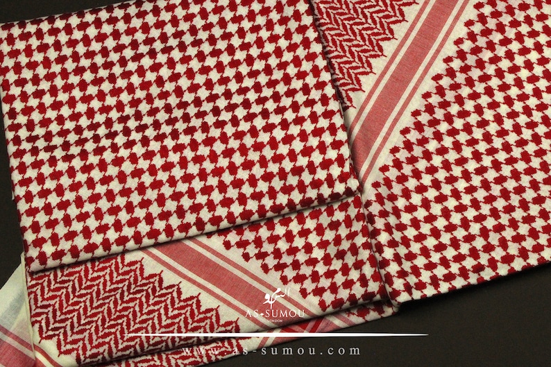 Very Rare Authentic Premium Red and Cream Saudi Shemagh Classic Scarf ...