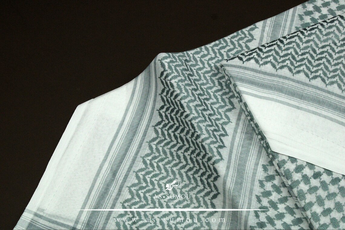 Rare Premium Mint Green and White Saudi Shemagh Classic Scarf ...