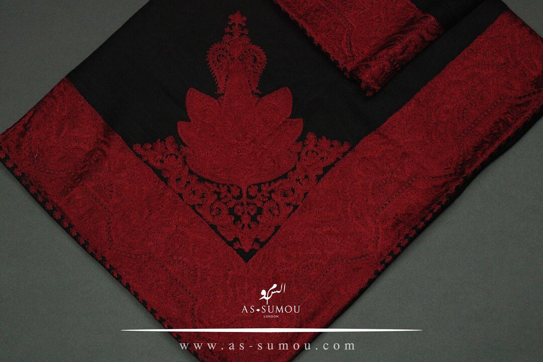 Authentic Black and Red Yemeni Shemagh Embroidered Scarf Amazing ...