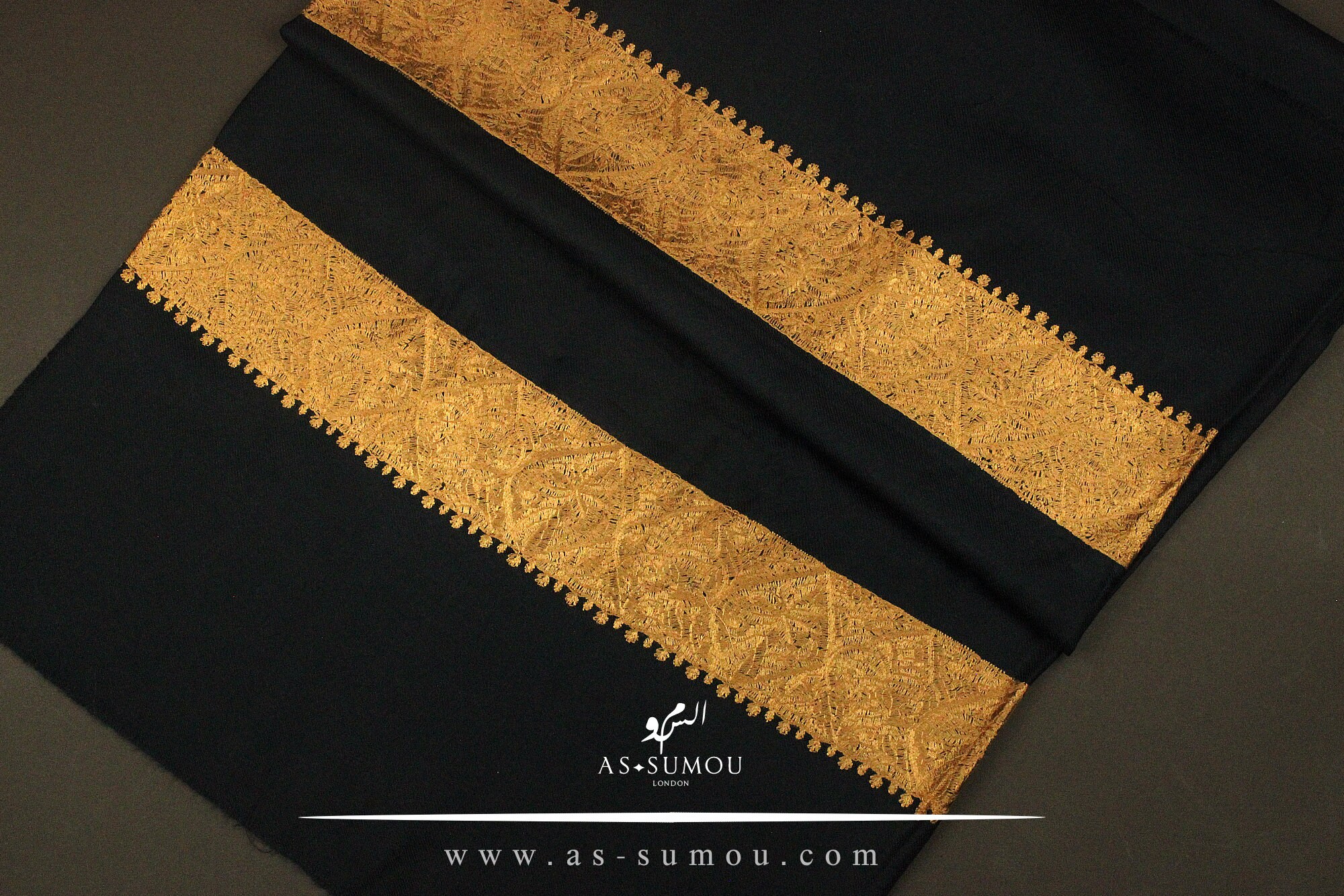 Authentic Black and Gold Yemeni Shemagh Embroidered Scarf Amazing ...