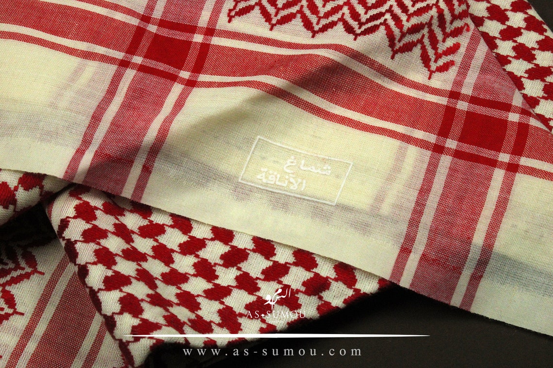 Very Rare Authentic Premium Red and Cream Saudi Shemagh Classic Scarf ...