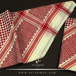 Very Rare Authentic Premium Red and Cream Saudi Shemagh Classic Scarf ...