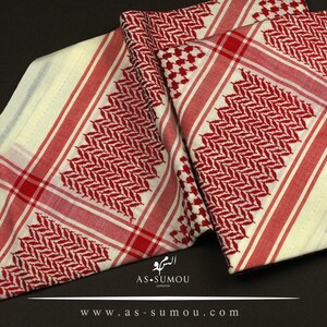 Very Rare Authentic Premium Red and Cream Saudi Shemagh Classic Scarf ...