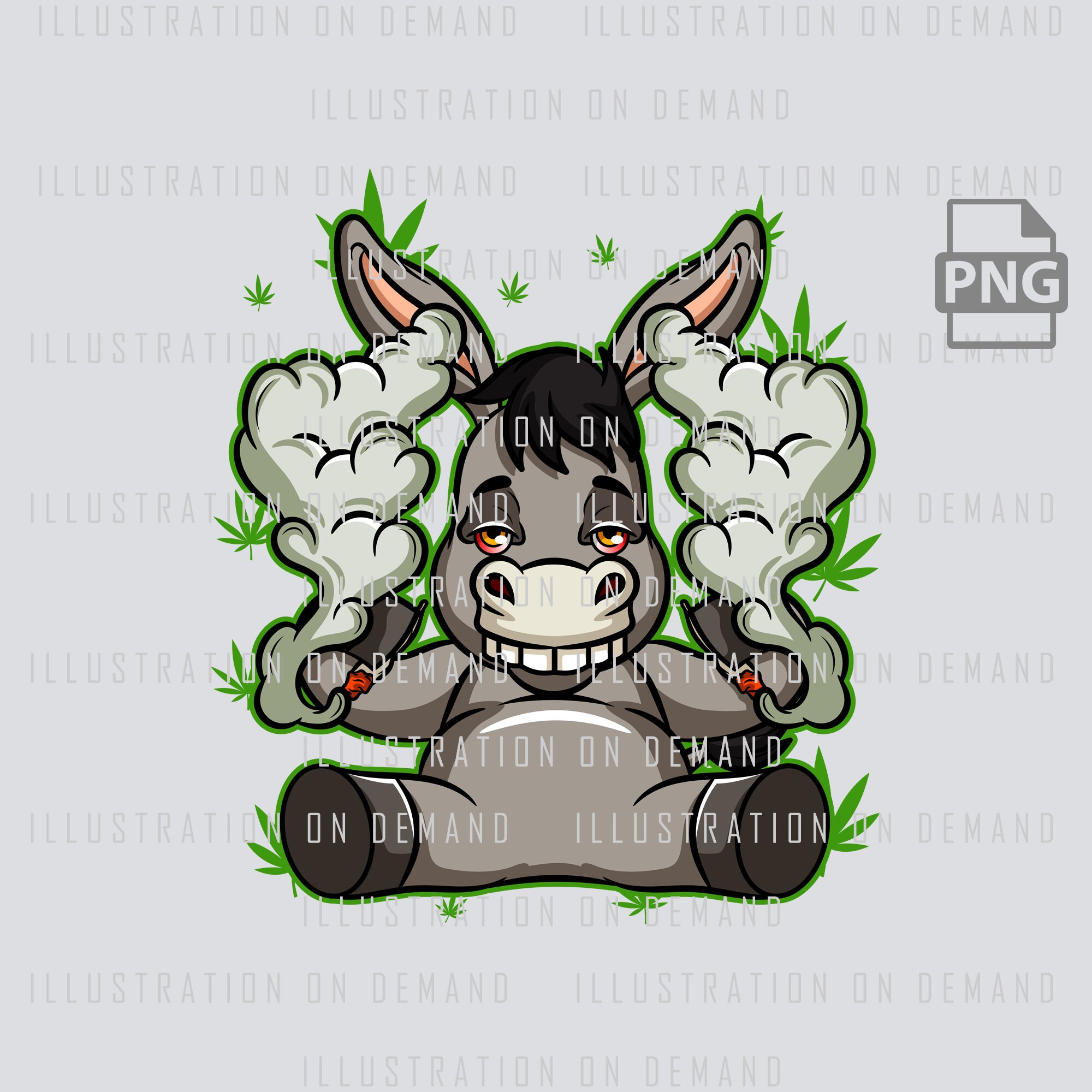 Stoned Jackass Weed Smoking Animal 420 Donkey PNG Cannabis - Etsy