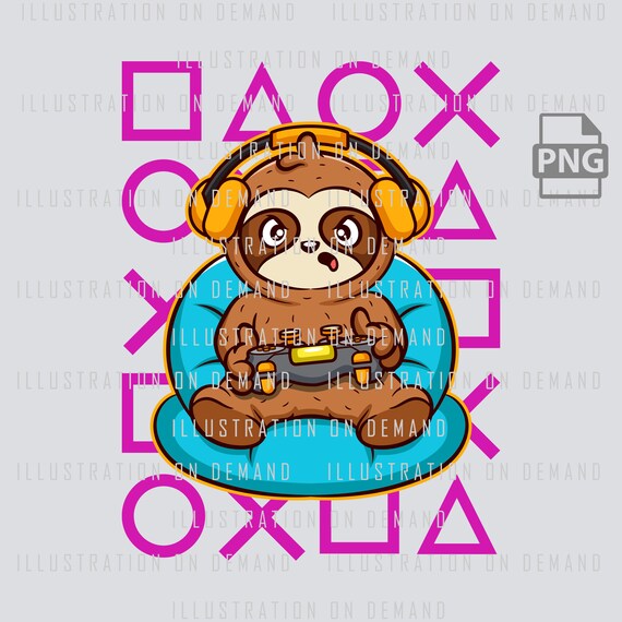 Video Gamer Animal Sloth Gaming PNG Video Game Console | Etsy
