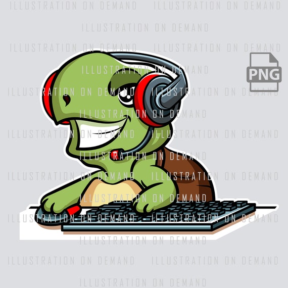 Turtle PC Gamer Animal Tortoise Gaming PNG Video Game - Etsy