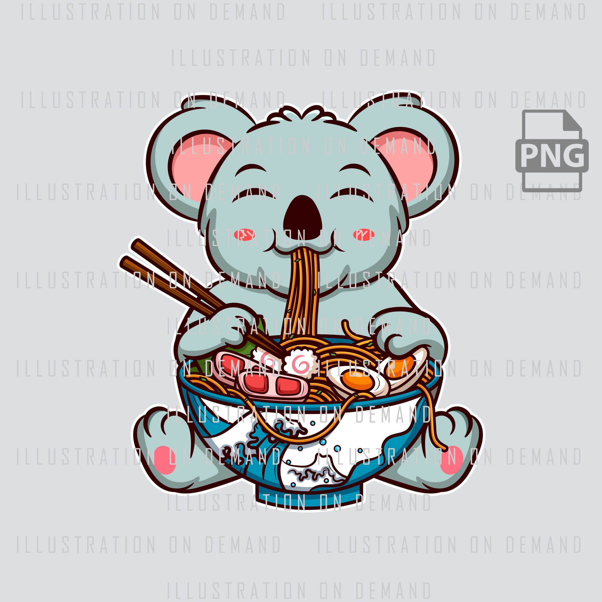 Koala Bear Eating Ramen PNG Ramen Anime Koala Design Cute | Etsy