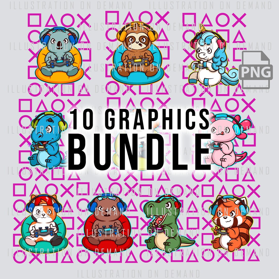 Video Gamer Animal Bundle PNG, Gaming Animals Design, Cute Animals ...