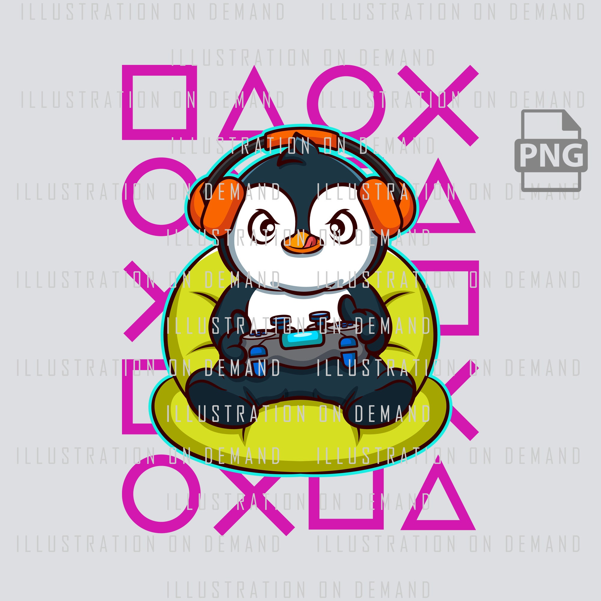 Video Gamer Animal Penguin Gaming PNG Video Game Console | Etsy