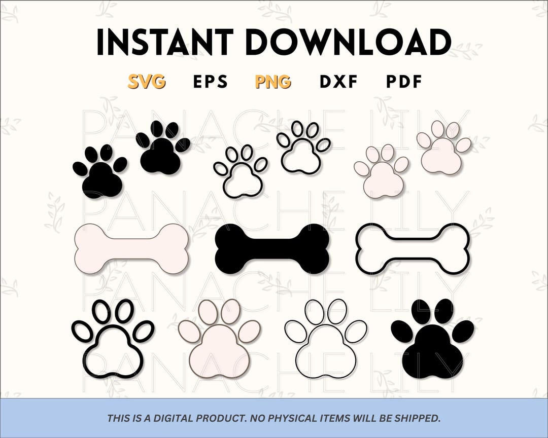 Paw Print SVG Bundle: Dog & Cat Paw Designs (digital Download) - Etsy