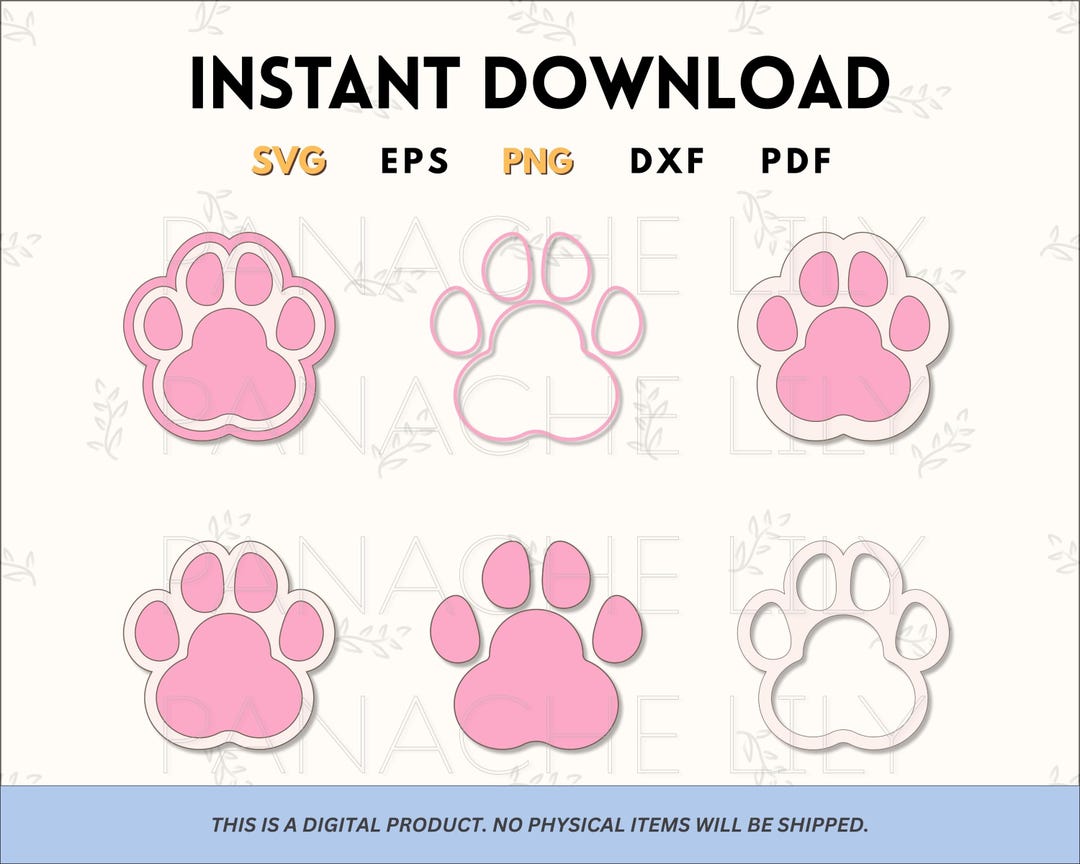 Paw Print Vector Bundle: Dog Cat Animal Paw SVG PNG PDF (digital ...