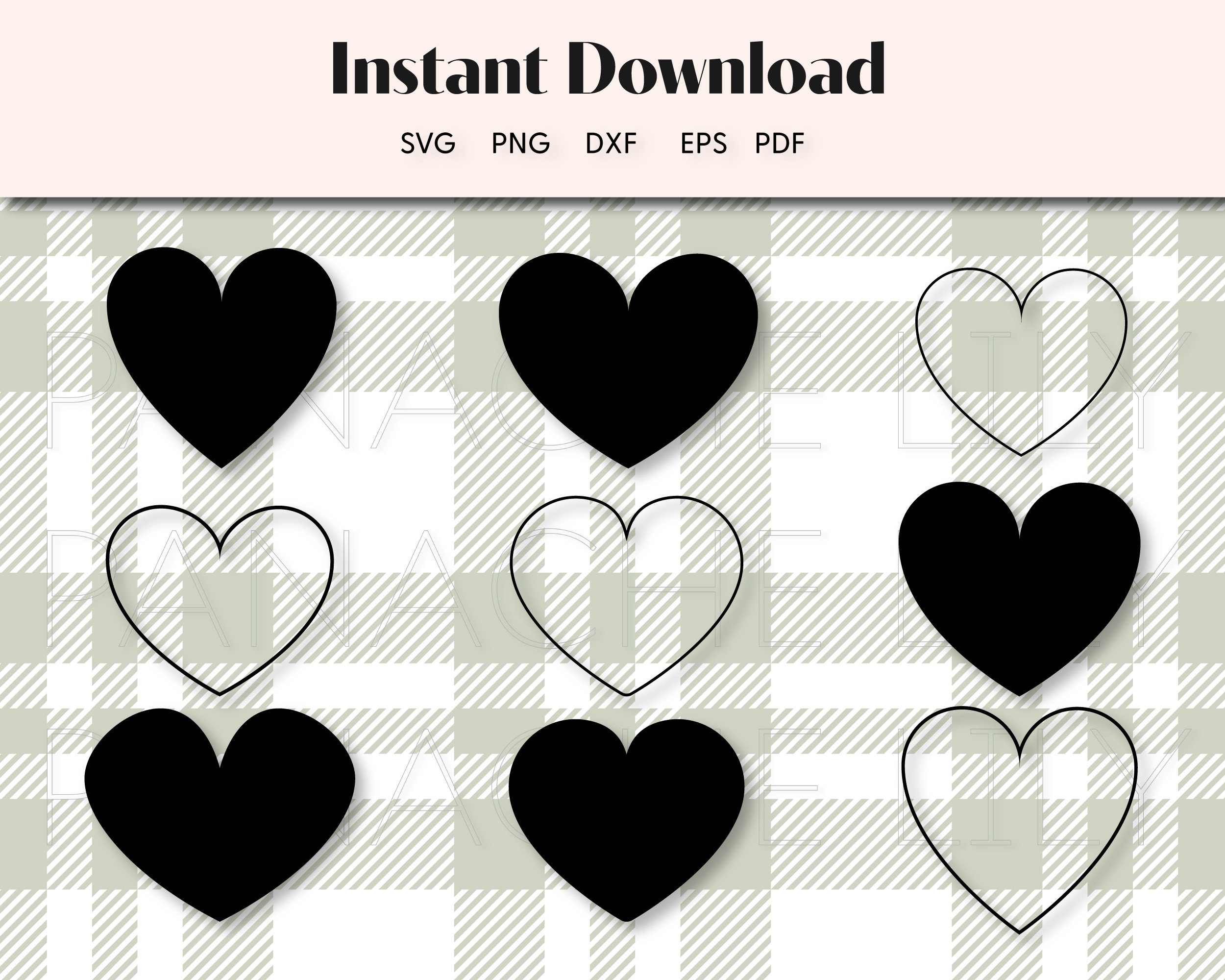 Heart SVG Shape Bundle Heart Outline Clipart Valentine's Day Graphics Cricut Silhouette Vector ...