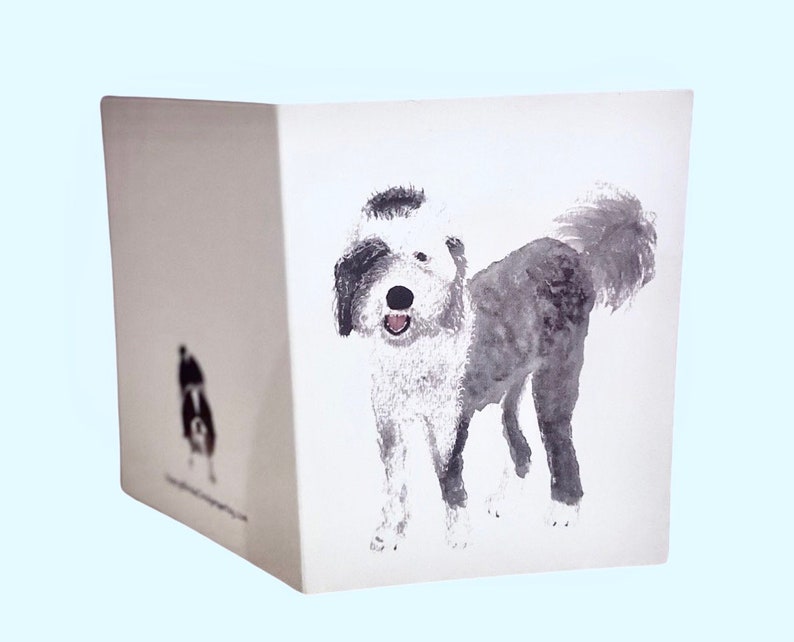 Sheepadoodle Watercolor Art Dog Cards Stationery Set Gift, 10 Premium Blank Folded Dog Note ...