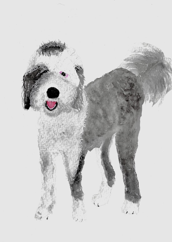 Sheepadoodle Watercolor Art Dog Cards Stationery Set Gift 10 - Etsy
