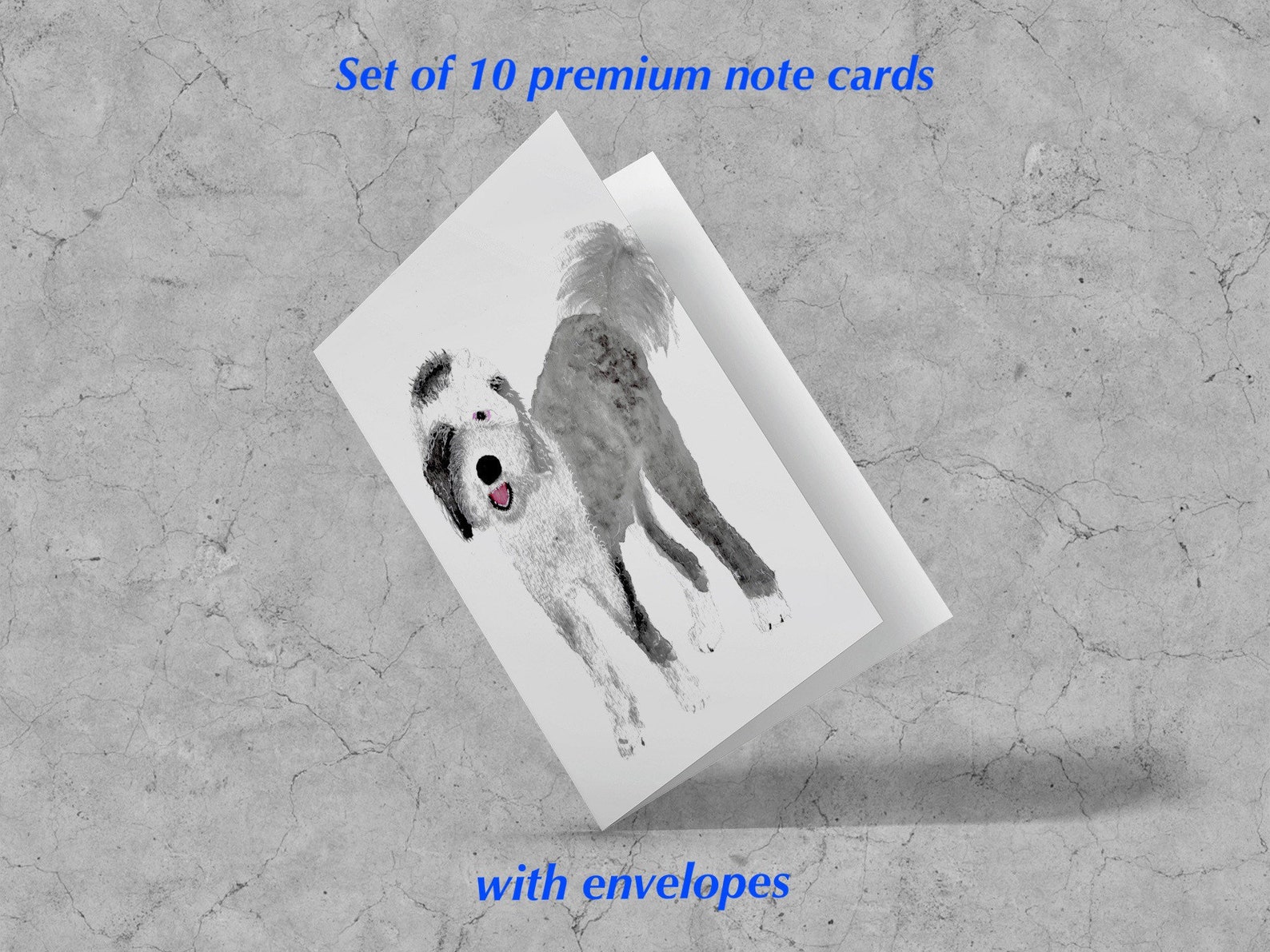 Sheepadoodle Watercolor Art Dog Cards Stationery Set Gift, 10 Premium Blank Folded Dog Note ...