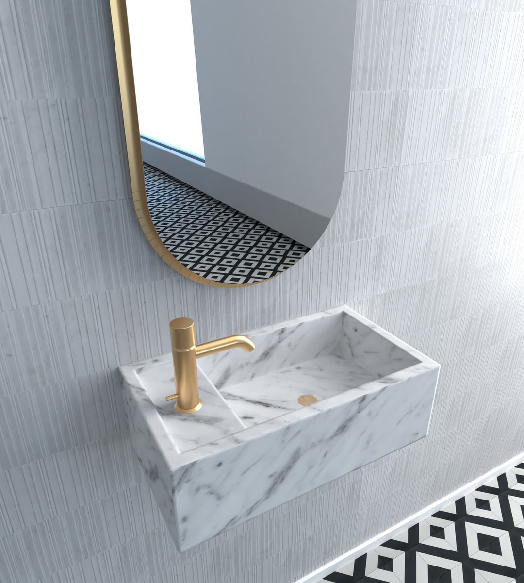 Custom Marble Vanities Marble Sink Bathroom Carrara Marbe Vanity ...