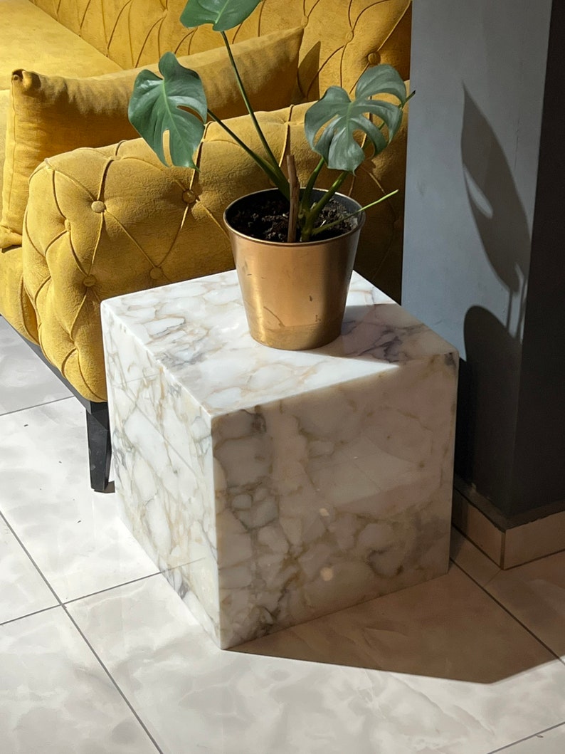 Yellow Calacatta Viola Marble Side Table End Table Coffee - Etsy