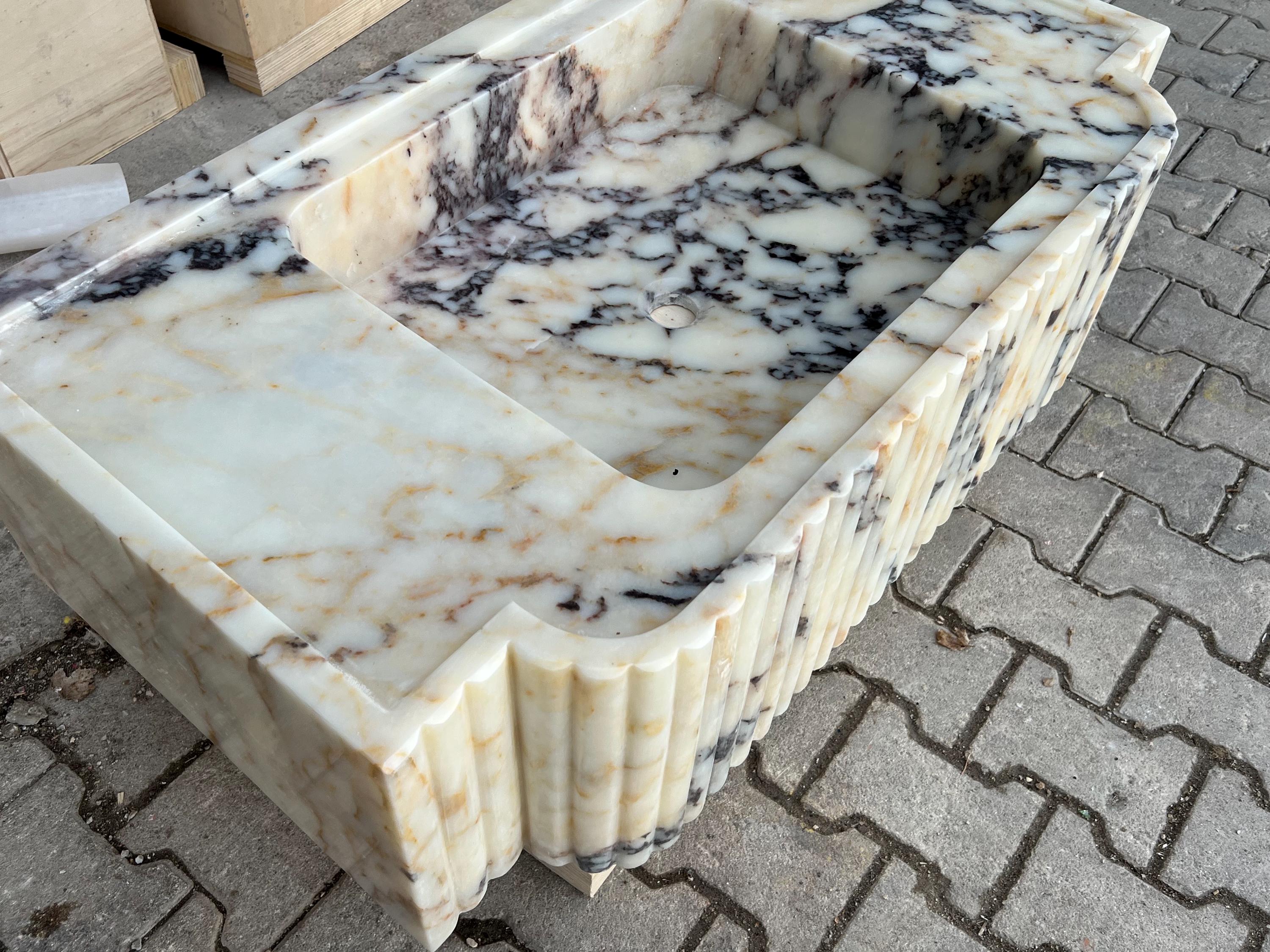 Calacatta Viola Marble Sink - Natural Stone Marble Basin - Etsy