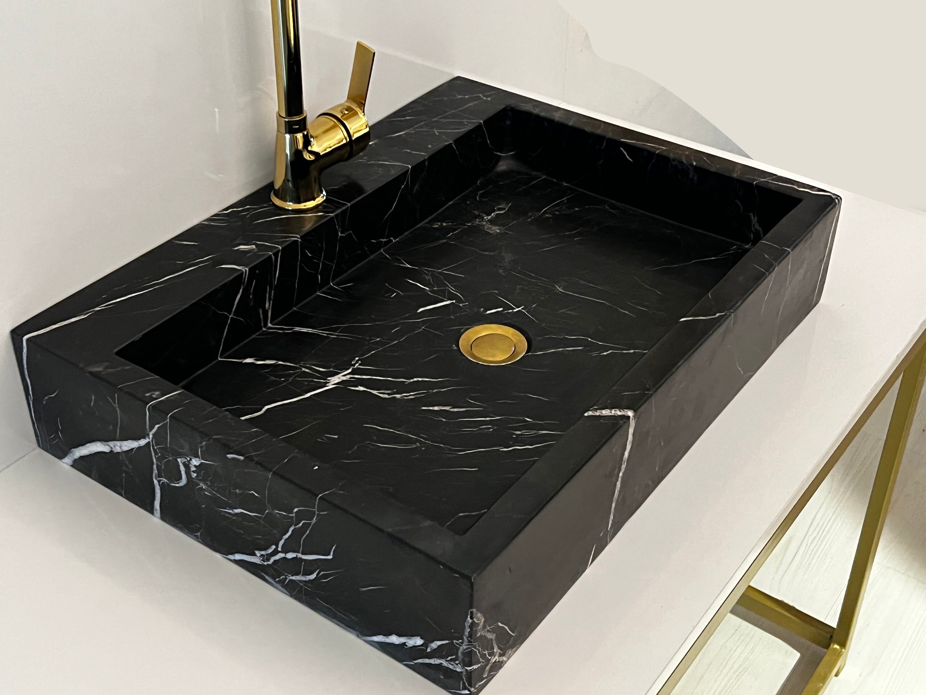 Black Diamond Marble Basin Wall Mounted Marble Basin Marble Bathroom ...