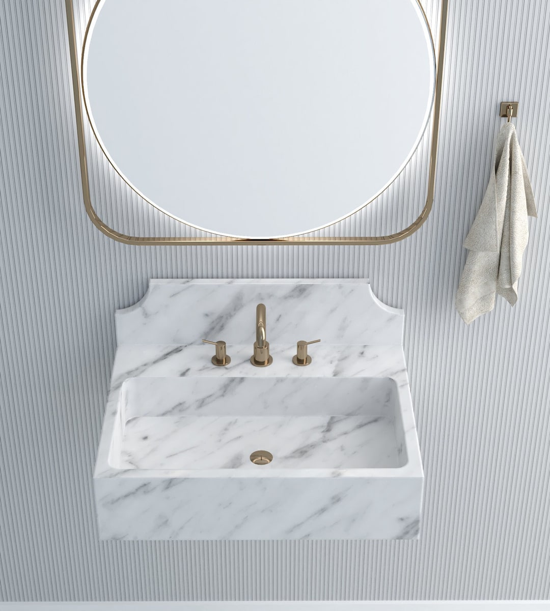 Carrara Marble Sink Powder Room Sink Custom Wall Mount Marble Sink ...