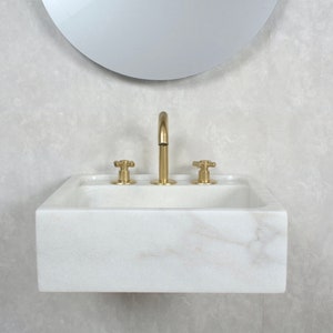 Carrara Marble Wall Basin , Marble Wall Sink , Bathroom Wall Hung Sink ...