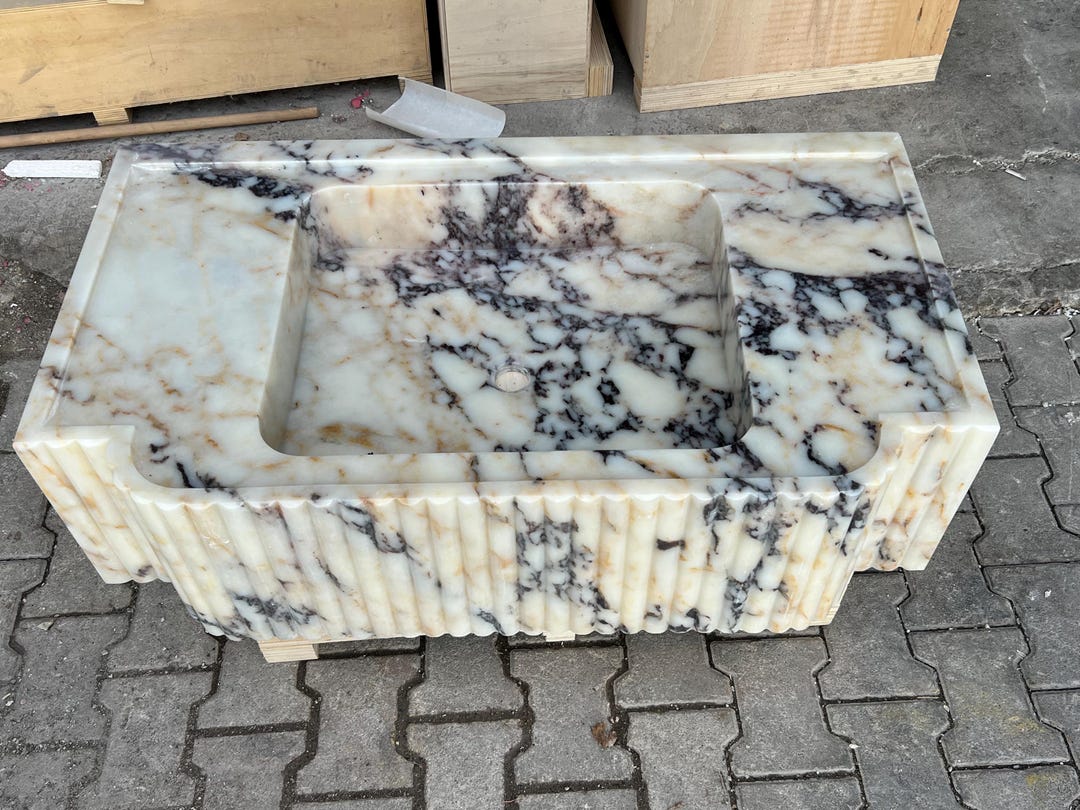 Calacatta Viola Marble Sink - Natural Stone Marble Basin - Etsy