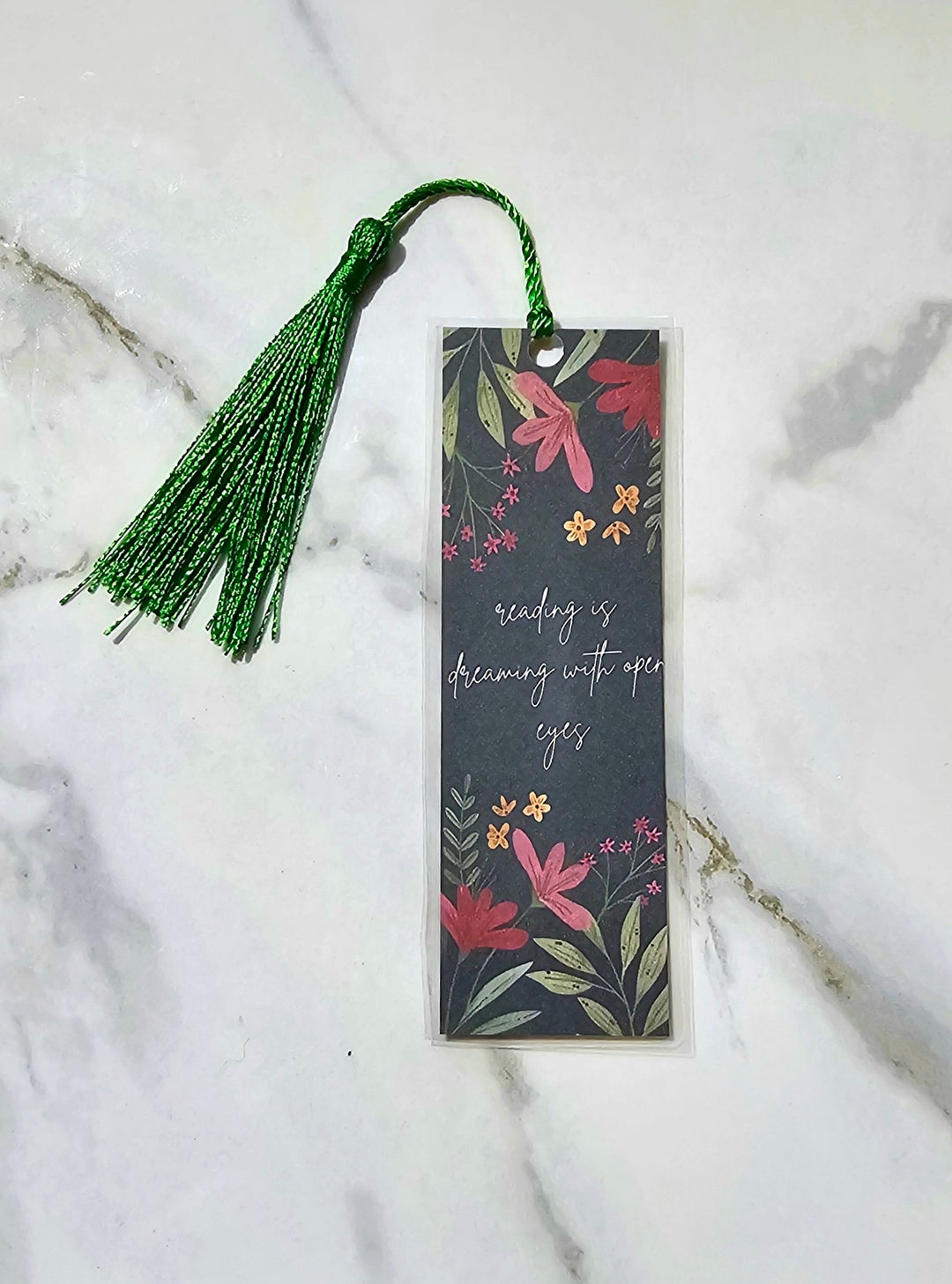 Bookmark Laminated Double Side Color Tassel Handmade - Etsy