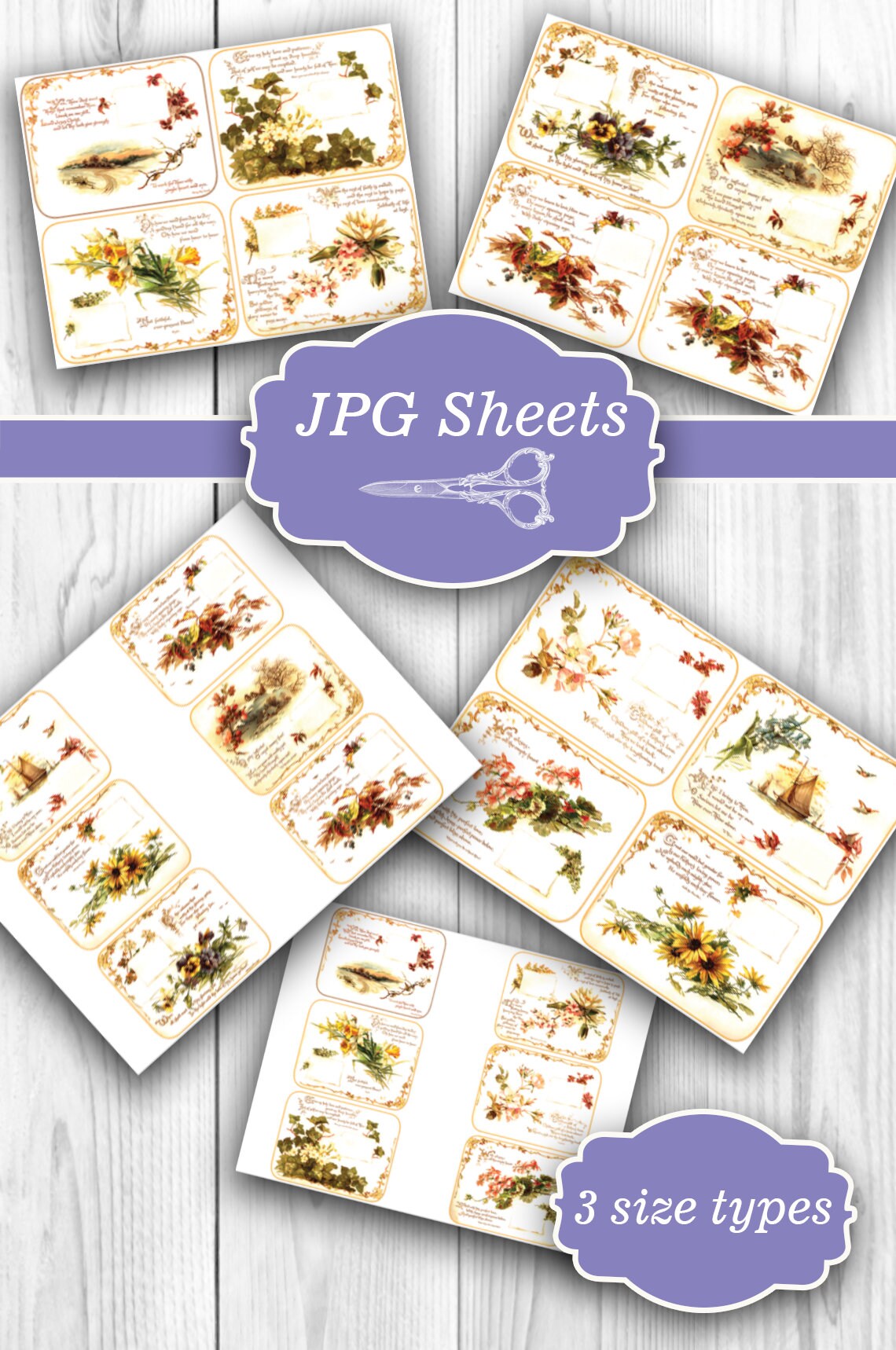 Vintage Remembrance Cards for Junk Journal , Digital Download 121 ...