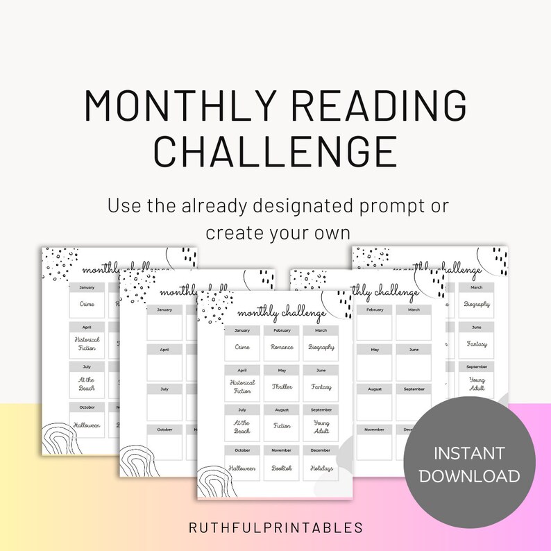 Reading Monthly Challenge - Etsy