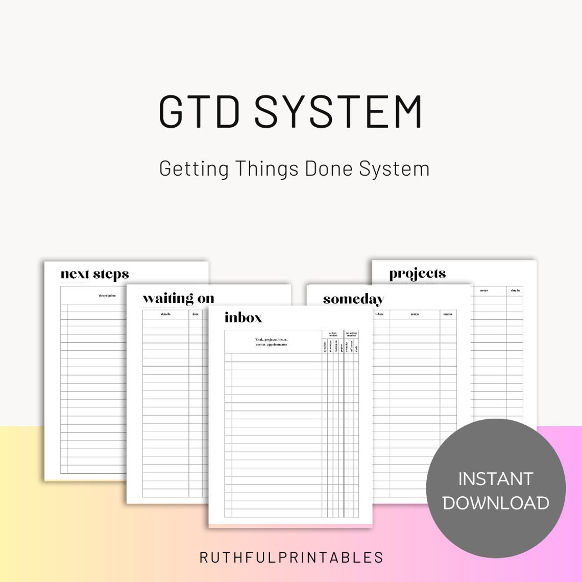 GTD System for Planners - Etsy