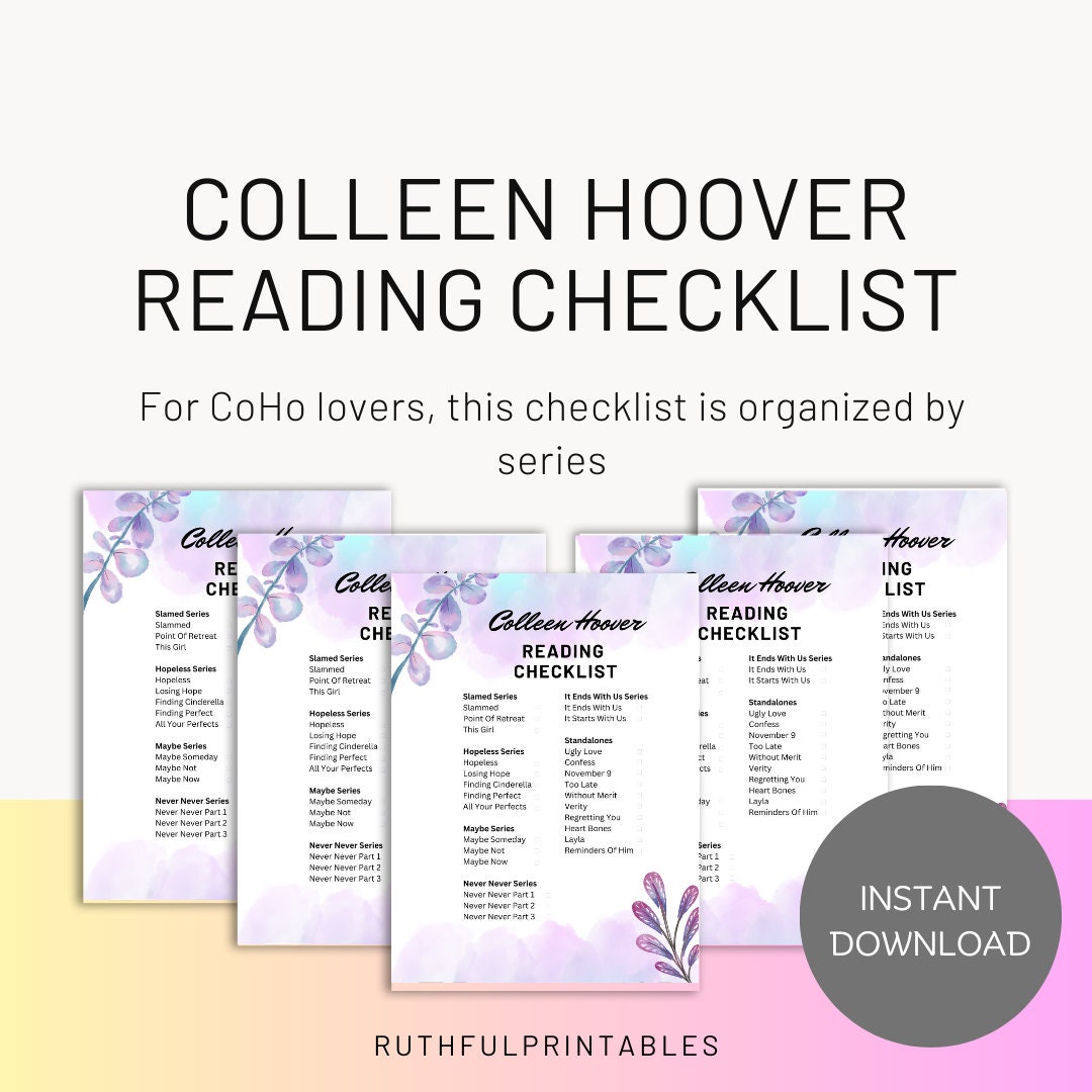 Colleen Hover Reading Checklist - Etsy