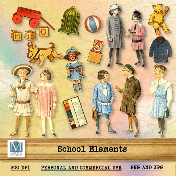 School Elements Children Kids Playtime Digital Collage - Etsy