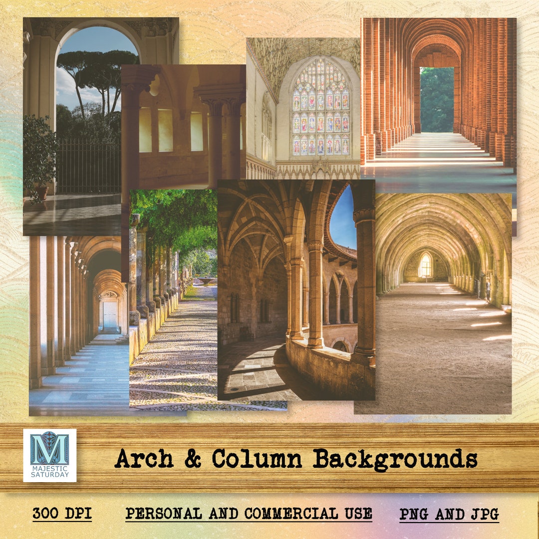 Arch & Column Backgrounds, Digital Collage Sheet, JPG and PNG Printable ...