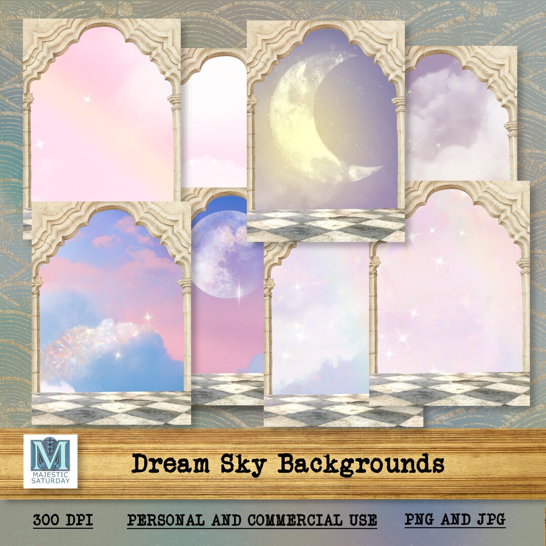 Dream Sky Backgrounds, Digital Collage Sheet, JPG and PNG Printable ...