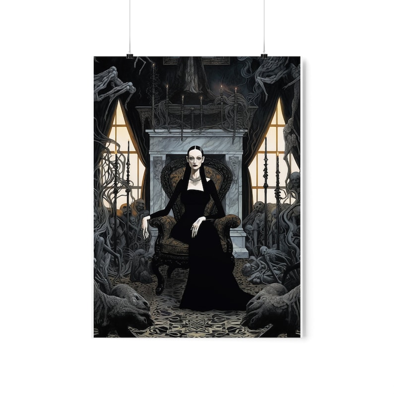 Morticia Addams Poster, Gothic Portrait Art Print - Etsy