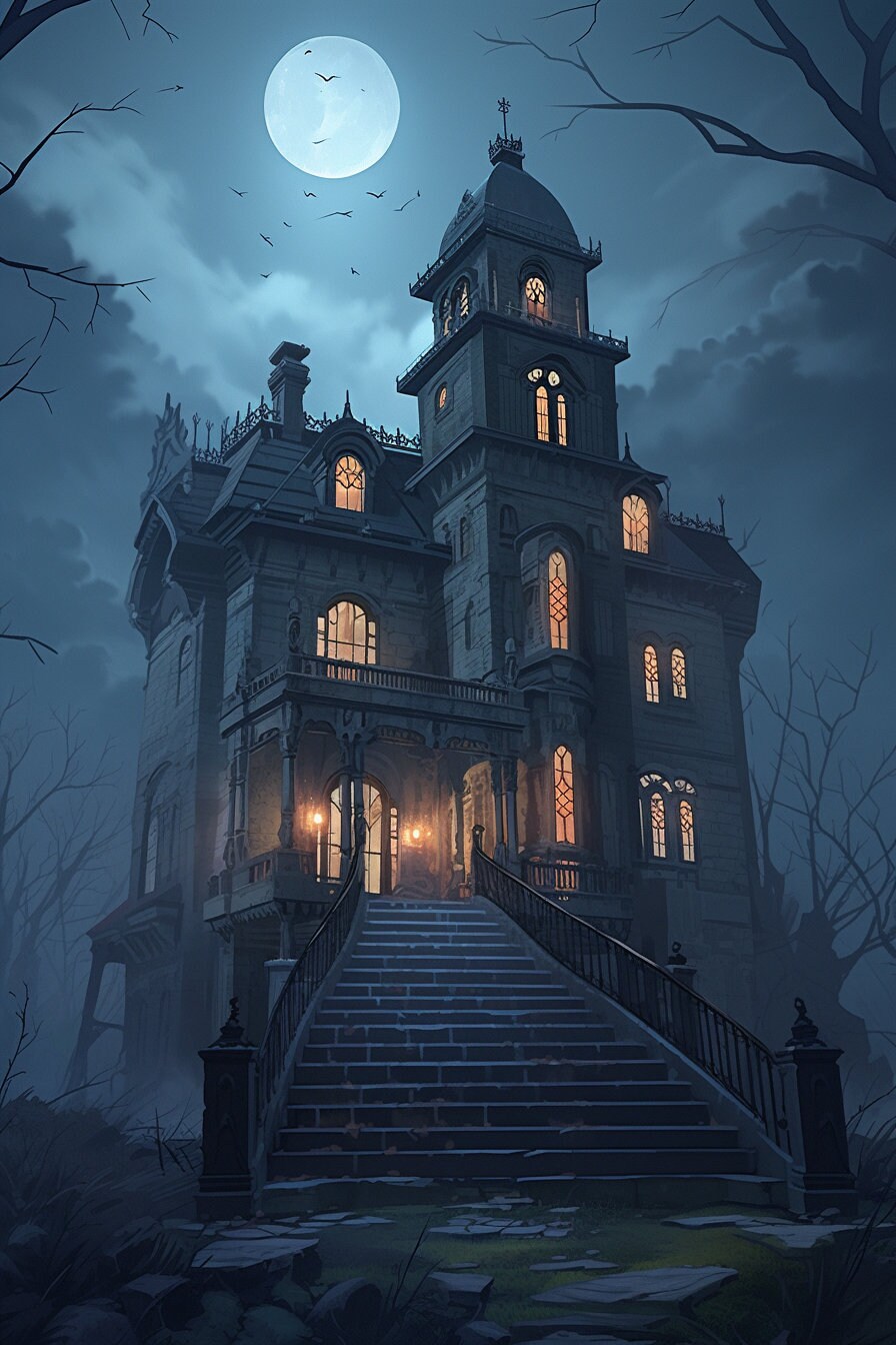 Gothic Charm: Addams Family House Digital Art Download Spooky Decor for ...