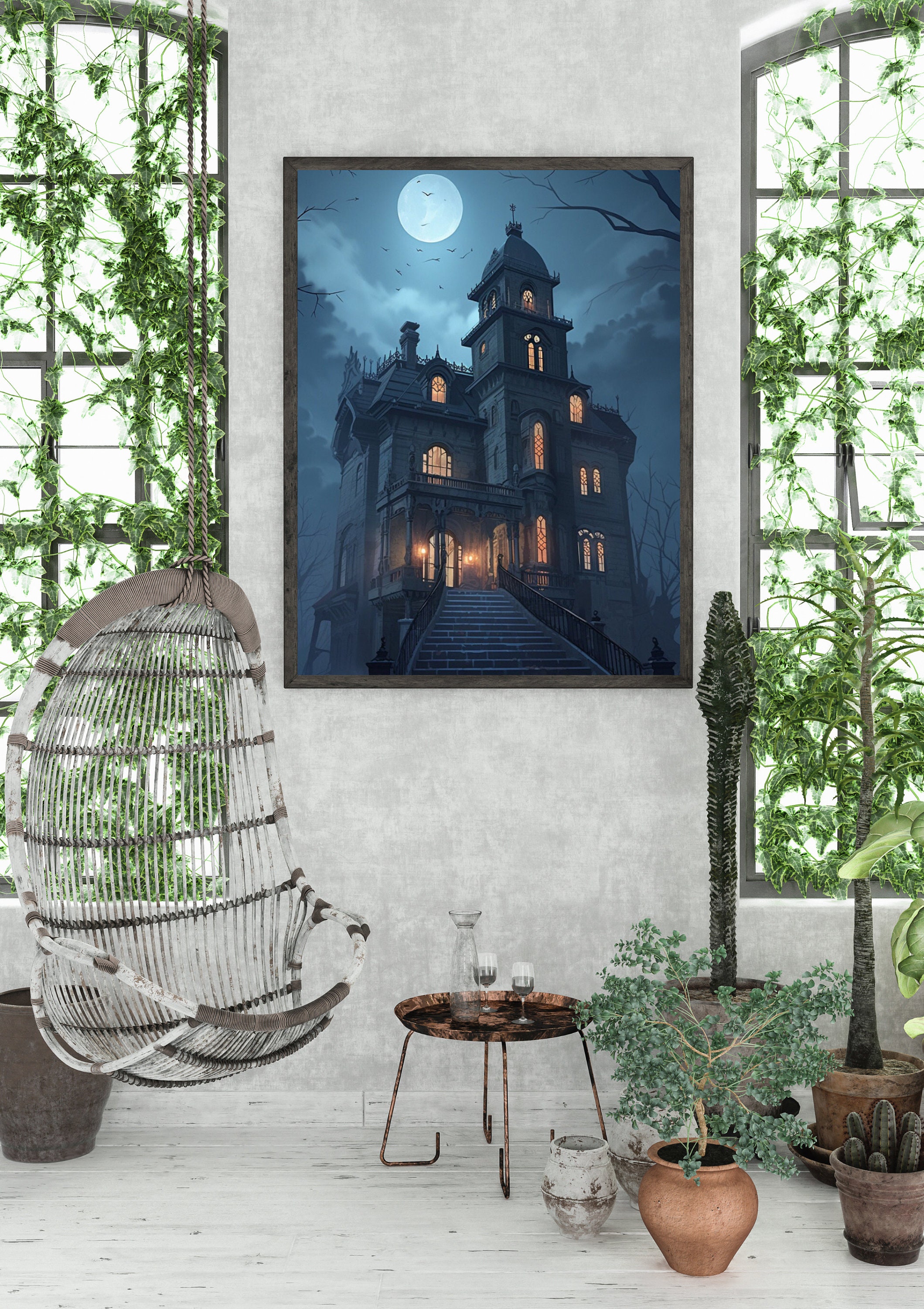 Gothic Charm: Addams Family House Digital Art Download - Spooky Decor ...