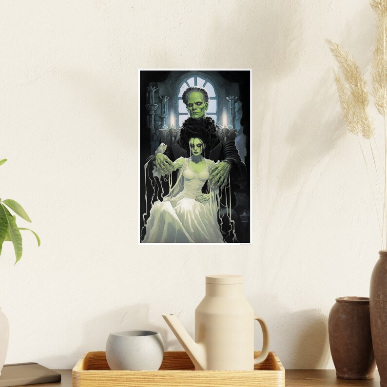 Frankenstein and His Bride Art Paper Poster - Etsy