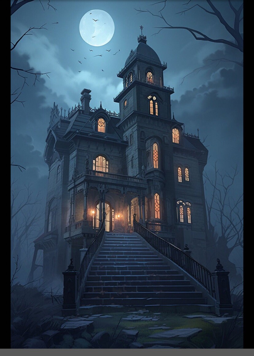Gothic Charm: Addams Family House Digital Art Download - Spooky Decor ...