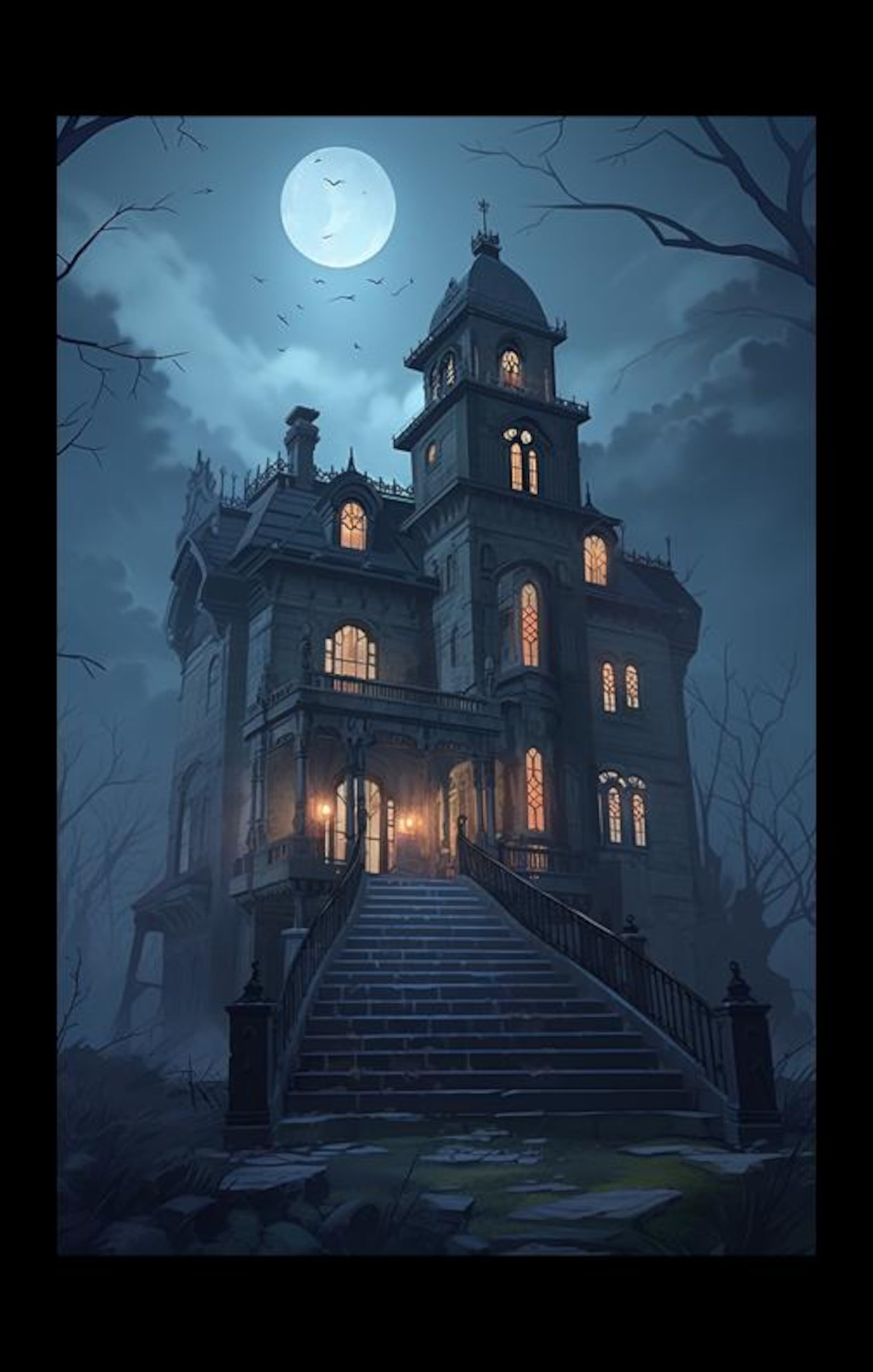 Gothic Charm: Addams Family House Digital Art Download - Spooky Decor ...