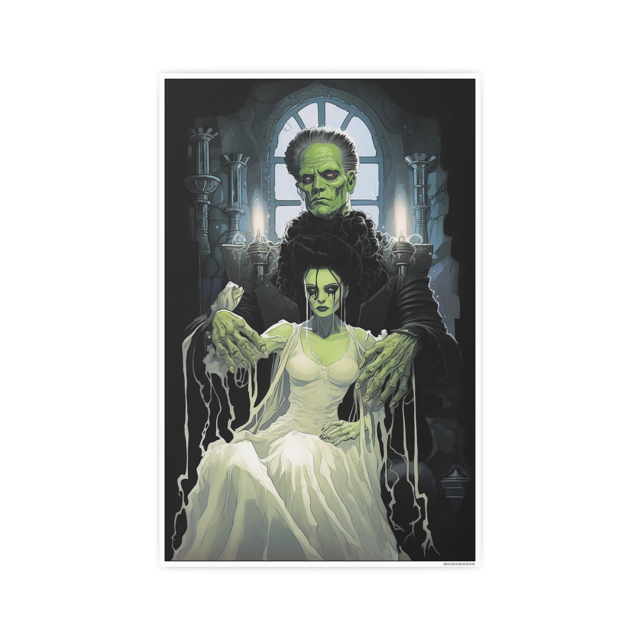 Frankenstein and His Bride Art Paper Poster - Etsy