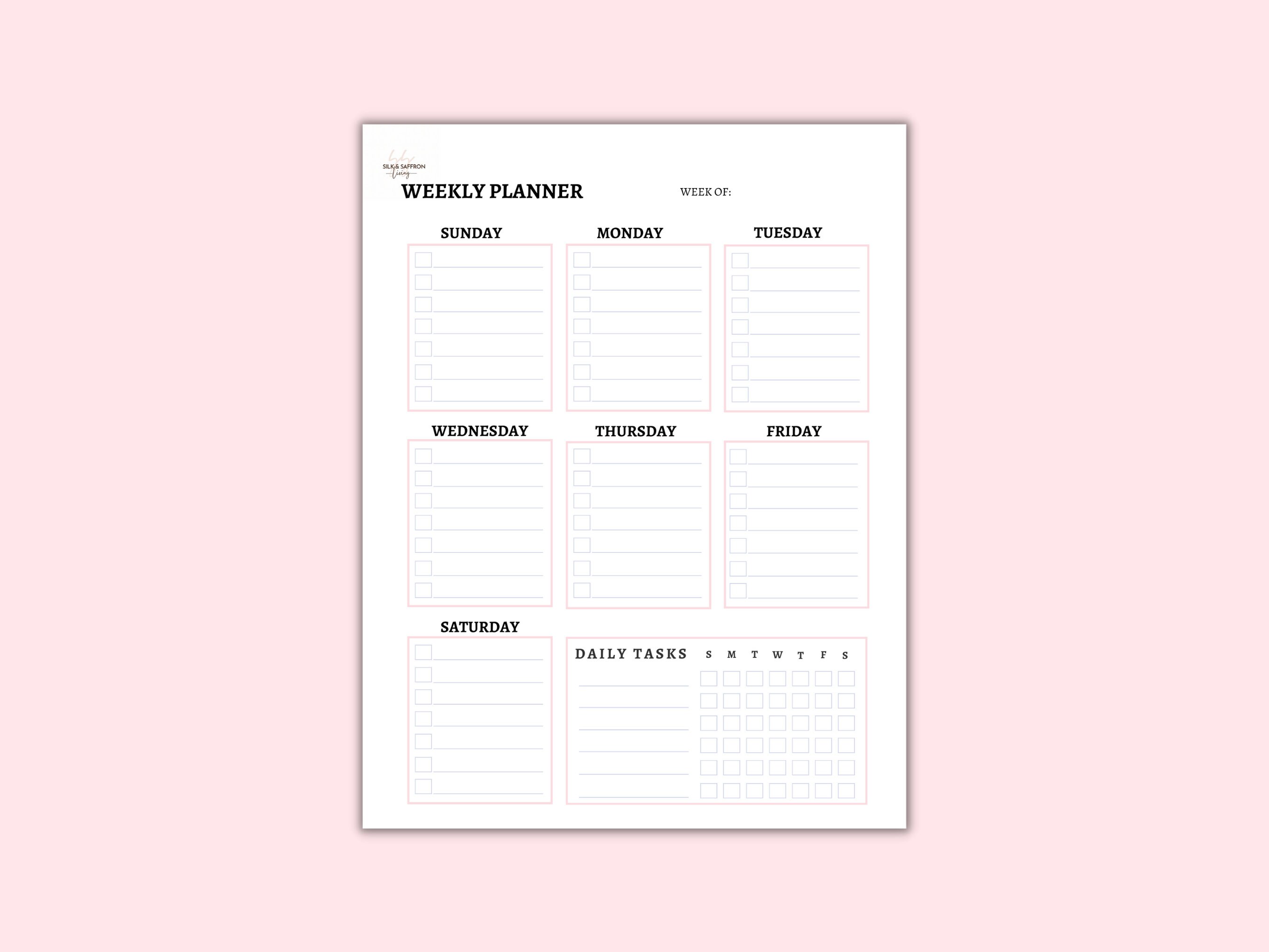 Weekly Planner, Week at a Glance, Printable Planner, Planner Insert ...