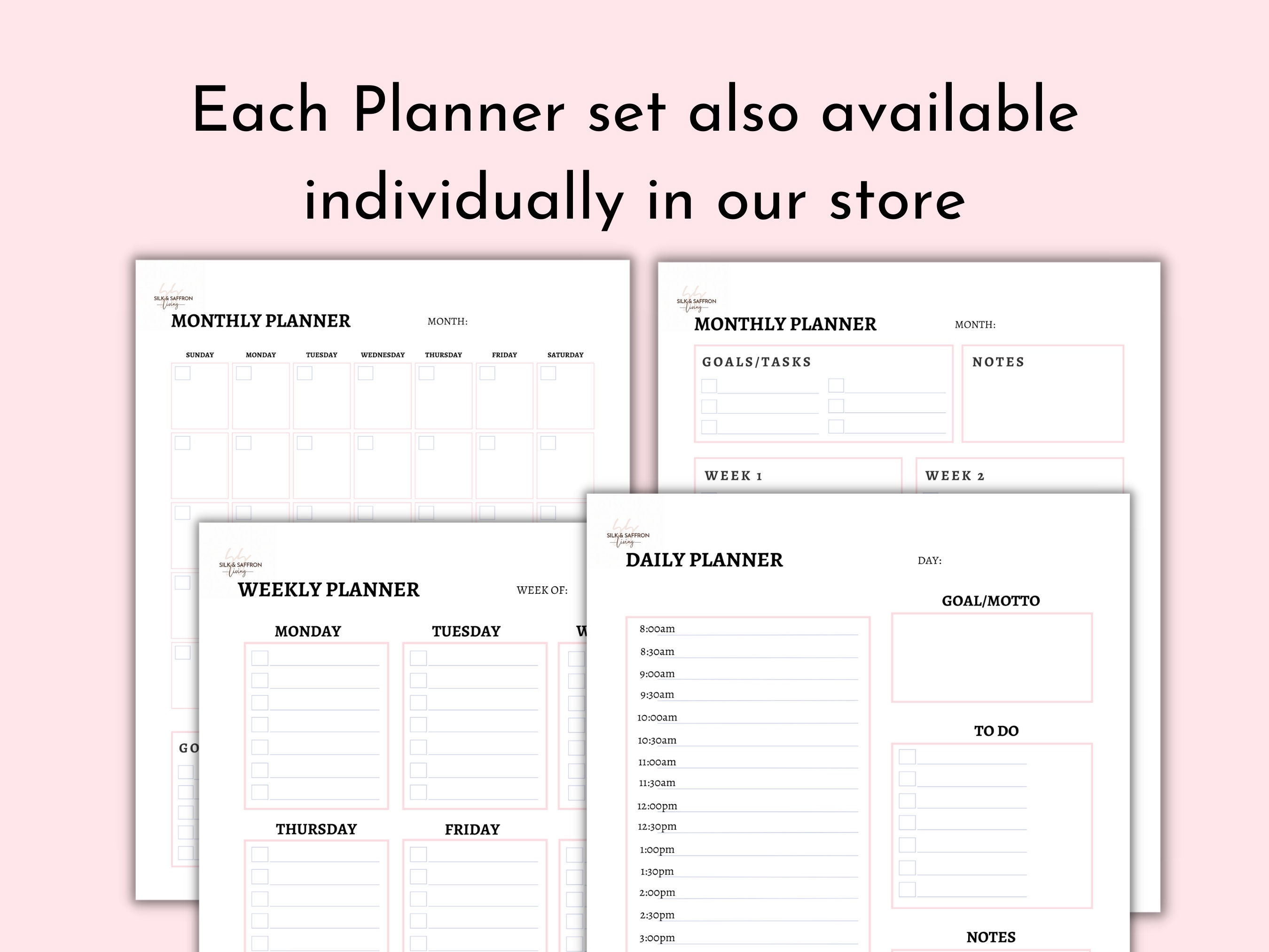 Daily, Weekly & Monthly Planner, Printable Planner, Planner Insert ...