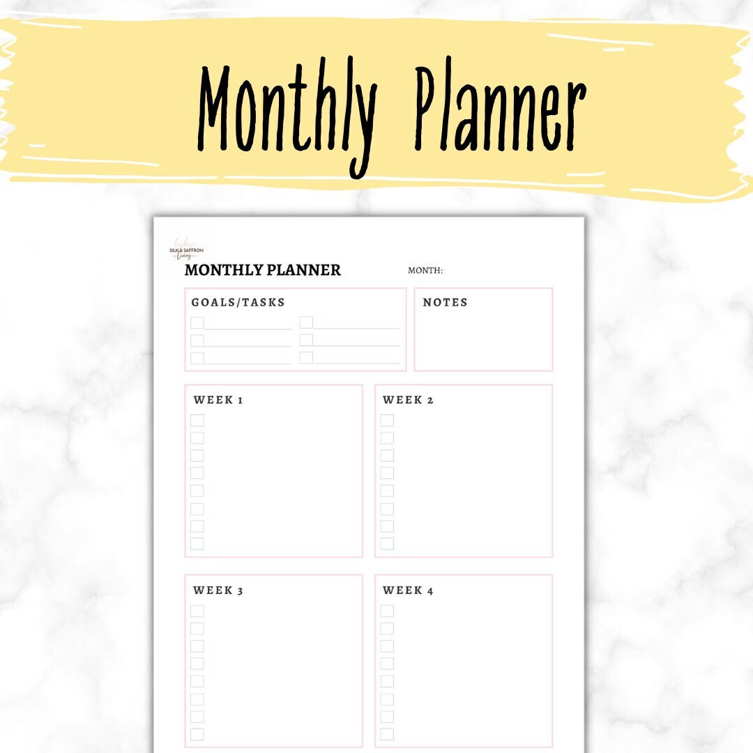 Monthly Planner compact Month at a Glance Printable - Etsy