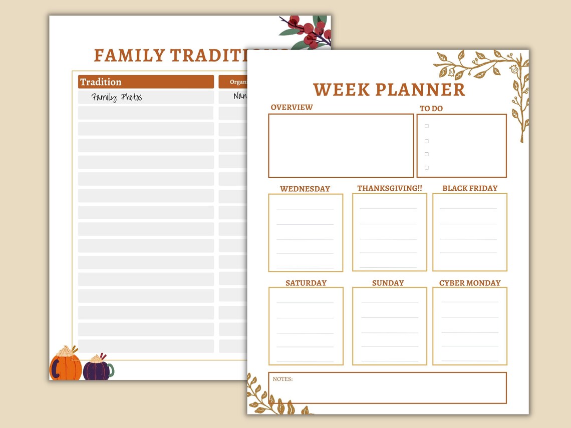Thanksgiving Planner Printable, Thanksgiving Organizer, Holiday Planner ...