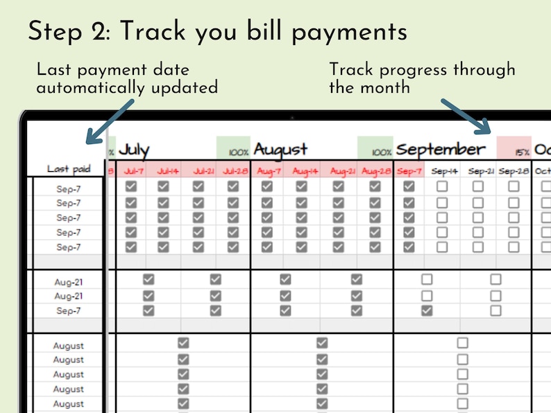 Bill Tracker Spreadsheet, Google Sheets Bill Calendar, Bill Payment ...